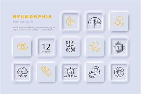 인공 지능 개발 아이콘 Ai 기계 학습 딥 러닝 신형성 벡터 라인 아이콘의 발전 프리미엄 벡터