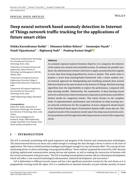 Deep Neural Network Based Anomaly Detection In Internet Of Things Network Traffic Tracking For