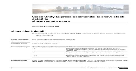 Cisco Unity Express Commands S Show Clock Detail To Show