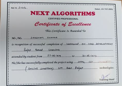 Earned A Certificate From Next Algorithms For Web Development Saksham Khanna Posted On The