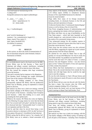NLP Based Text Summarization Using Semantic Analysis PDF