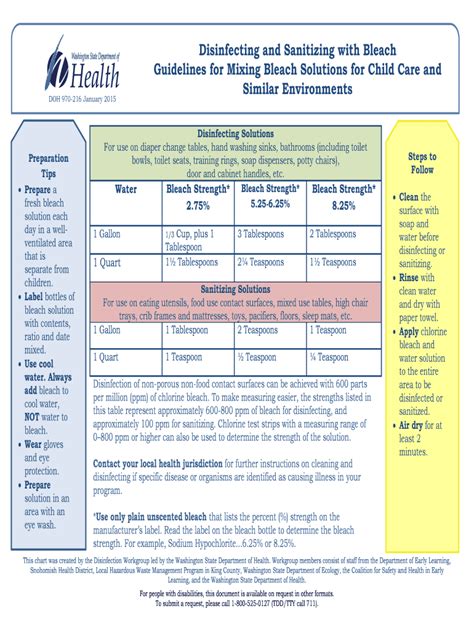 Fillable Online Disinfecting And Sanitizing With Bleach Guidelines For
