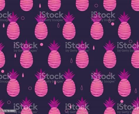 어두운 배경에 자외선의 열대 신선한 파인애플의 매끄러운 패턴 섬유 포장에 대한 벡터 그림 0명에 대한 스톡 벡터 아트 및 기타