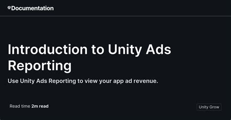 Introduction To Unity Ads Reporting • Unity Grow