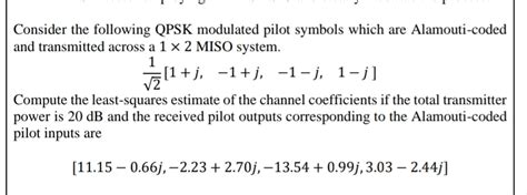 Solved Consider The Following Qpsk Modulated Pilot Symbols