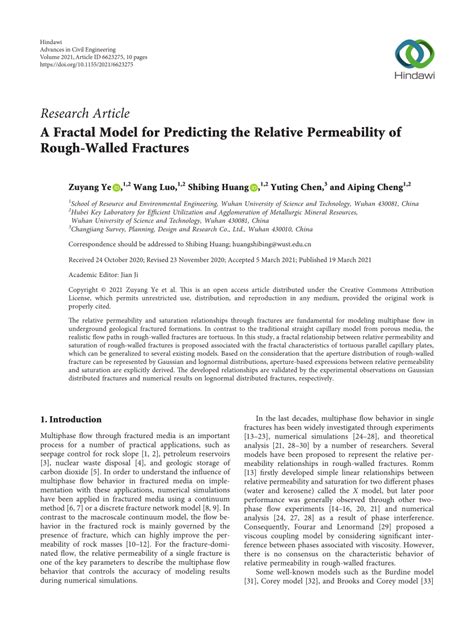 Pdf A Fractal Model For Predicting The Relative Permeability Of Rough Walled Fractures