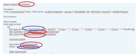 Connection BDD MYSQL VB NET