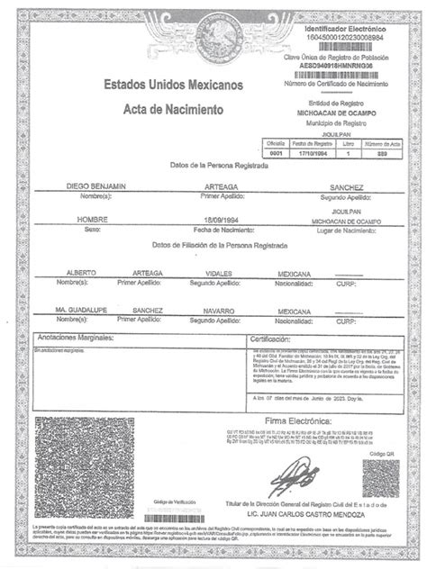 Acta De Nacimiento Pdf