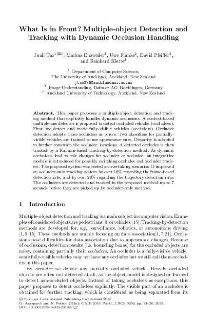 Pdf What Is In Front Multiple Object Detection And Tracking With