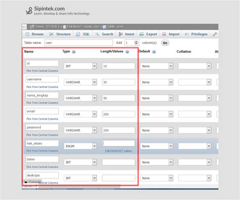 Membuat Database Untuk Web CMS Dengan MySQL Sipintek Sipintek