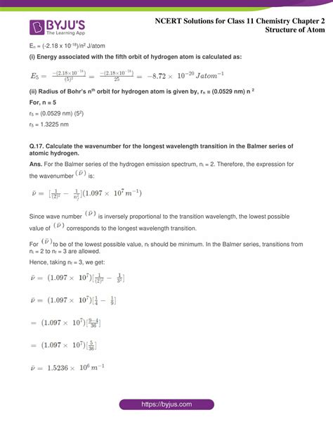 NCERT Solutions For Class Chemistry Chapter Structure Of Atom
