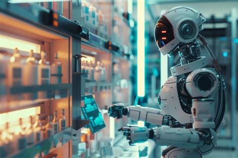 Premium Photo Aipowered Robot Analyzing Data Streams In A Futuri