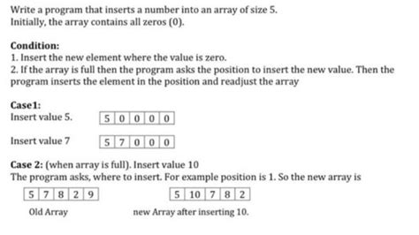 Solved Write A Program That Inserts A Number Into An Array