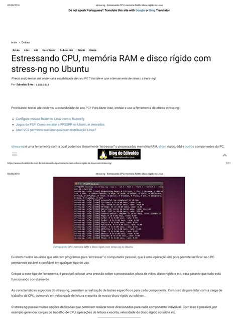 stress ng estressando cpu memória ram e disco rígido no linux pdf