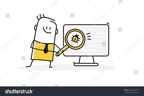 Stickman Magnifier Website Programming Coding Bug Vetor Stock Livre De Direitos 1873655872