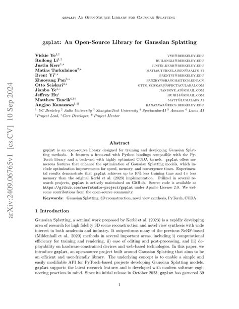 Pdf Gsplat An Open Source Library For Gaussian Splatting