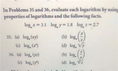Solved In Problems And Evaluate Each Logarithm By Chegg Com