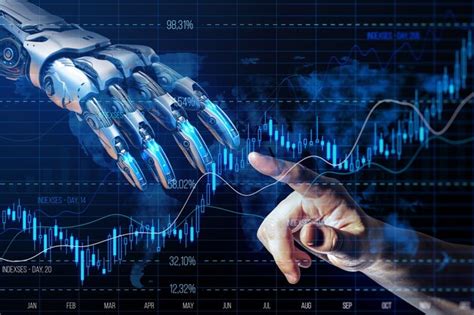 Premium Ai Image Robot Hand Touching Human Hand With Forex Chart On
