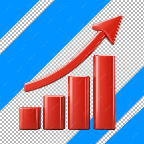 Red 3d Bar Chart Arrow Graph On Blue Background Showing Upward Trend