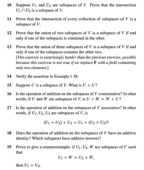 solved 10 suppose u1 and u2 are subspaces of v prove that