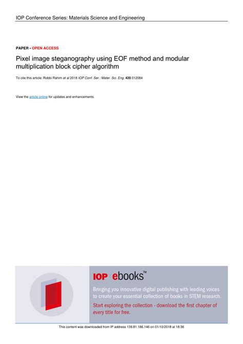 Pdf Pixel Image Steganography Using Eof Method And Modular