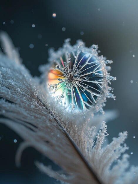 Pristine Snowflake On Feather Premium Ai Generated Image