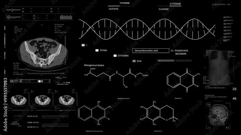 Mri X Ray Scan Dna Chemistry Structure Formula Medical Monitor Hud Heads Up Display