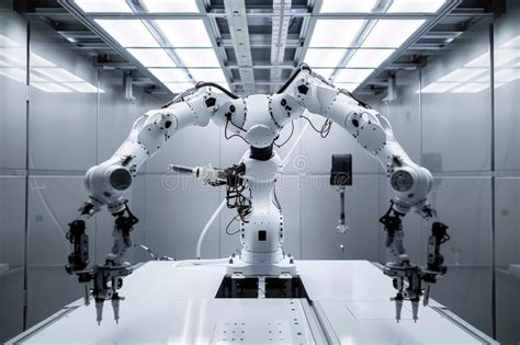 Advanced Robotic Arms In A High Tech Industrial Setting Performing Precise Manufacturing Tasks