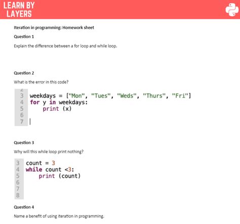Lesson Python Loops And Iteration Learnbylayers