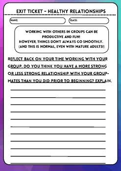 SEL Skills Exit Ticket Healthy Relationships By That Ll Teach Em