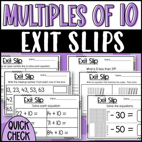 Multiples Of Ten Exit Slips Made By Teachers