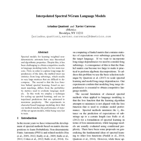 Interpolated Spectral Ngram Language Models Acl Anthology