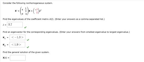 Solved Consider The Following Nonhomogeneous System Chegg Com