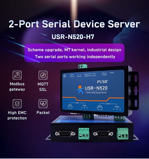2 Serial Ports To Ethernet Device Server With Modbus