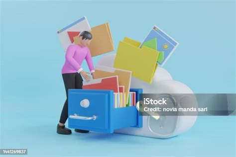 클라우드 데이터 스토리지 사업가는 구름 모양의 캐비닛에 문서 서랍 폴더에 넣었습니다 데이터베이스에 대한 스톡 사진 및 기타 이미지 데이터베이스 데스크탑 컴퓨터 0명