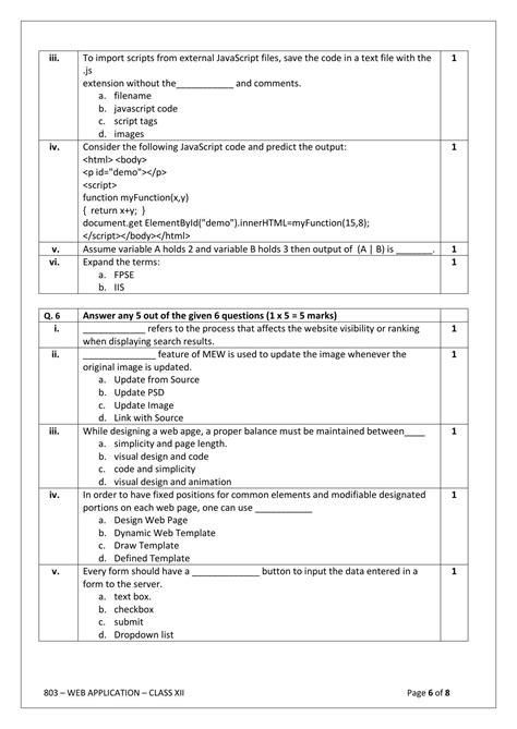 Cbse Class 12 Web Application Sample Papers 2023 2024 Indcareer Schools