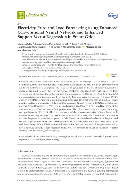 pdf electricity price and load forecasting using enhanced
