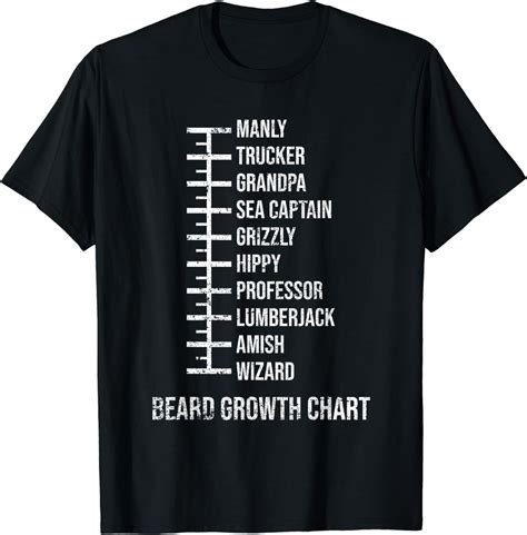 Beard Measurement Chart Beard Length Funny Growth Chart T Shirt