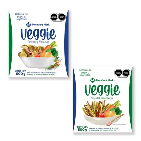 Surtido De Botanas De Papa Y Vegetales Members Mark Veggie Sal Del Himalaya Con 20 Pzas De 25 G