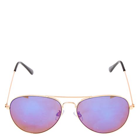 Rose Gold Toned Purple Tinted Aviator Sunglasses Claires Us