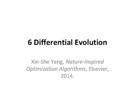 6 differential evolution xinshe yang natureinspired optimization algorithms