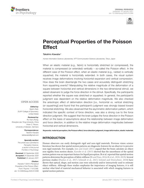 Pdf Perceptual Properties Of The Poisson Effect