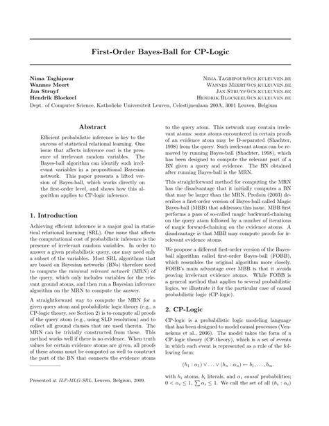 pdf first order bayes ball for cp logic