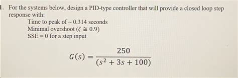 For The Systems Below Design A Pid Type Controller