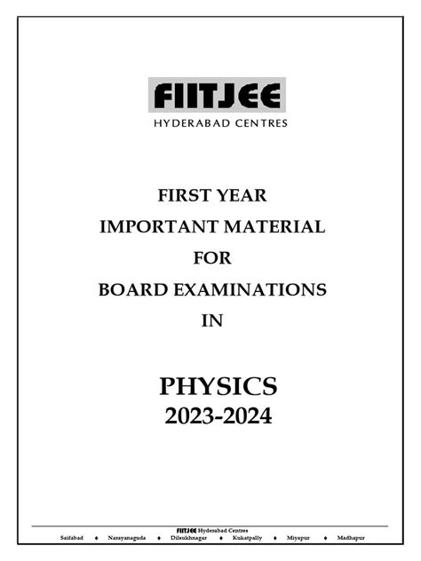 First Year Physics Ipe Material 2023 Pdf Force Acceleration