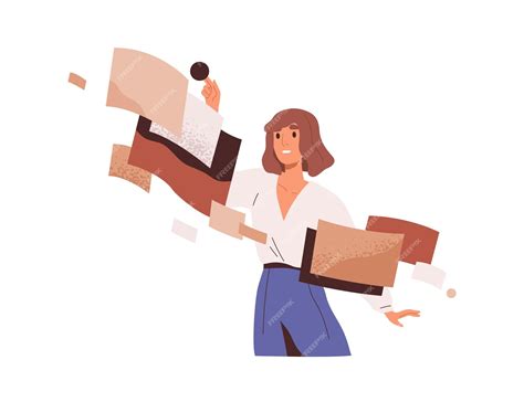 Premium Vector Employee During Work Process And Abstract Business