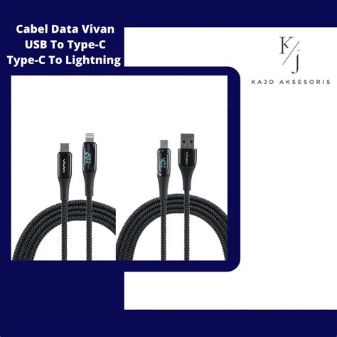 Jual Vivan Kabel Data Cm Cable Data Usb To Type C W A Usb To Lightning W A Fast
