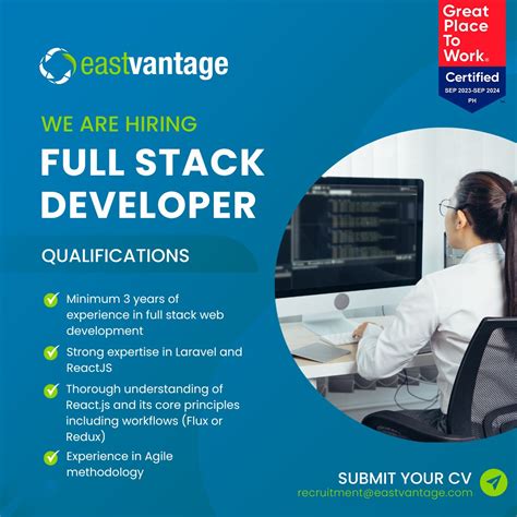Eastvantagecareers Laravel React Laravelreact Fullstack Webdeveloper Itjobs Reactjs