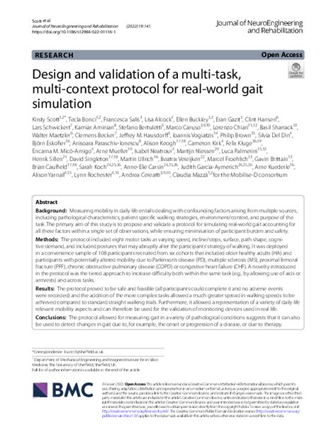 Pdf Design And Validation Of A Multi Task Multi Context Protocol For Real World Gait Simulation