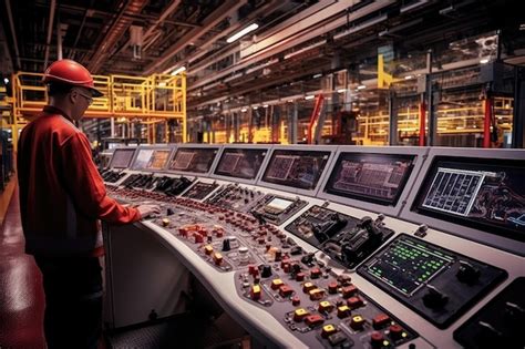 Premium Ai Image Hightech Control Panel Overseeing Assembly Line